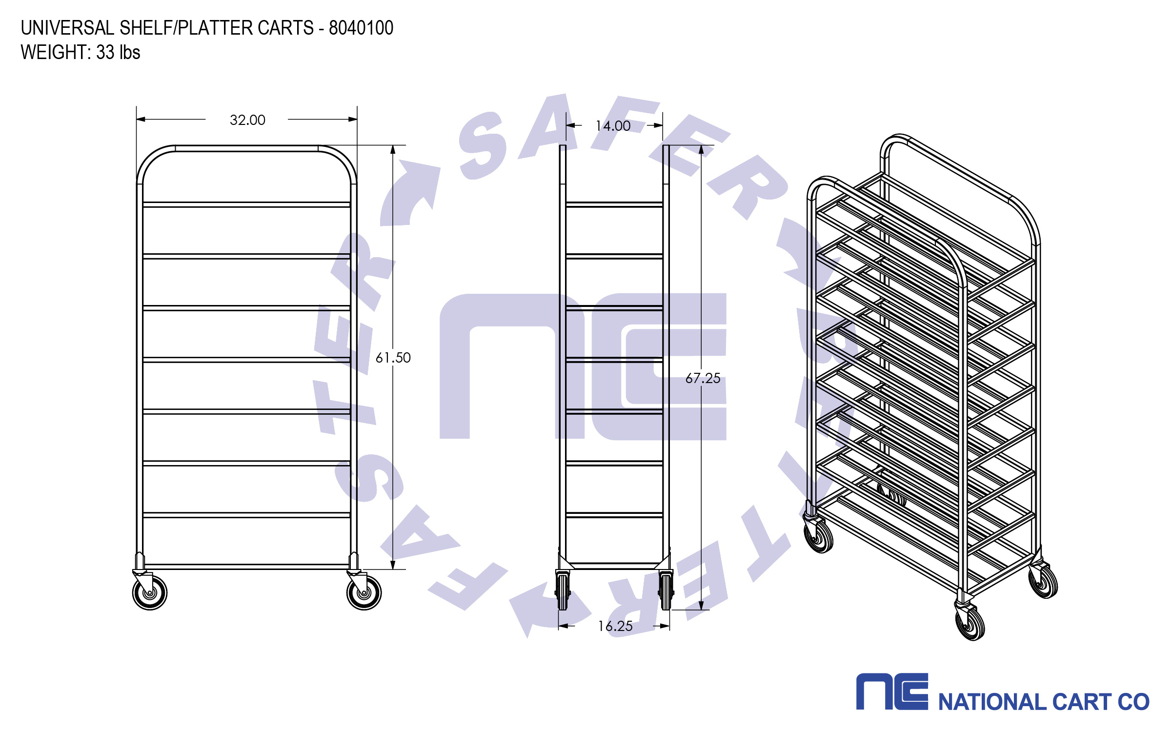 Universal Shelf/Platter Carts NSF Approved | National Cart